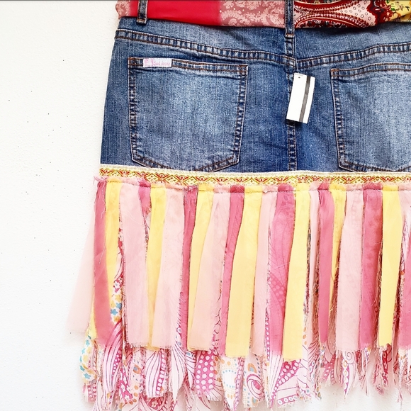 Crest | Skirts | Crest Jeans Half Demin Half Sheer Fringe Skirt Summer ...